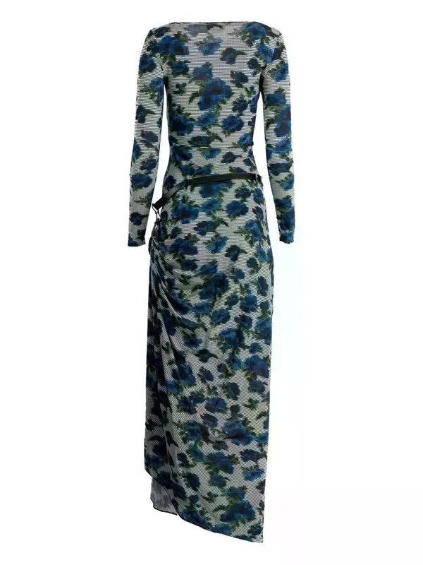 Coperni Floral Belted Midi Dress