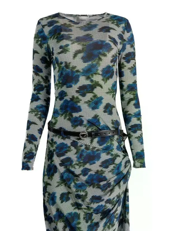 Coperni Floral Belted Midi Dress