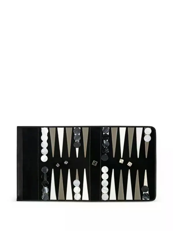 HECTOR SAXE Leather Travel Backgammon - Black