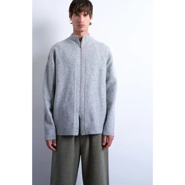 Topman Mock Neck Zip Cardigan