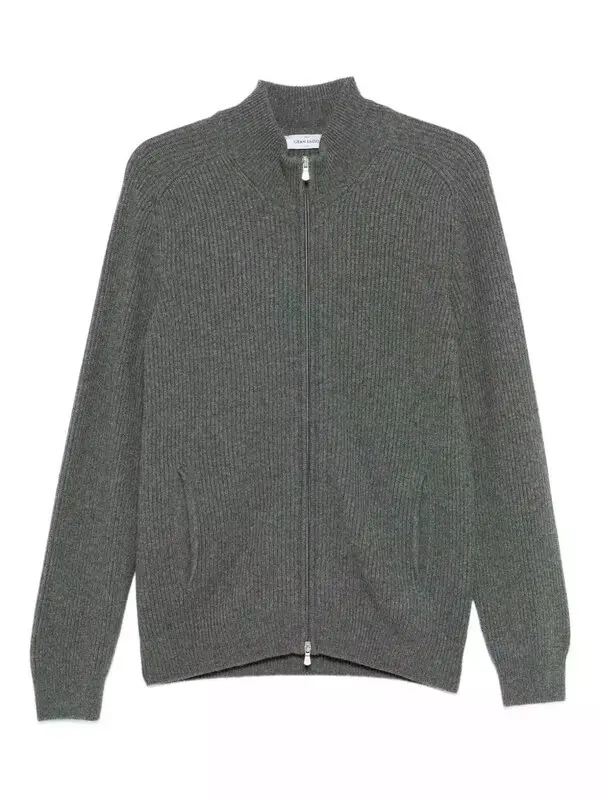 GRAN SASSO Ribbed Zip-up Cardigan