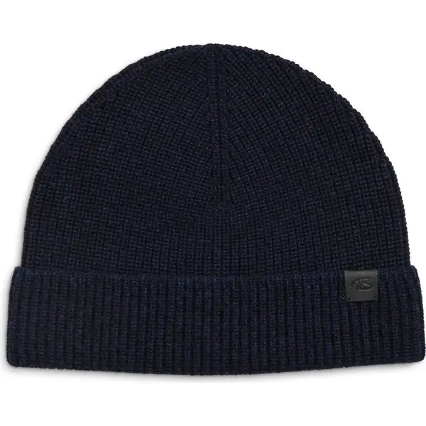 Robert Barakett Shaker Stitch Merino Wool Beanie - Navy