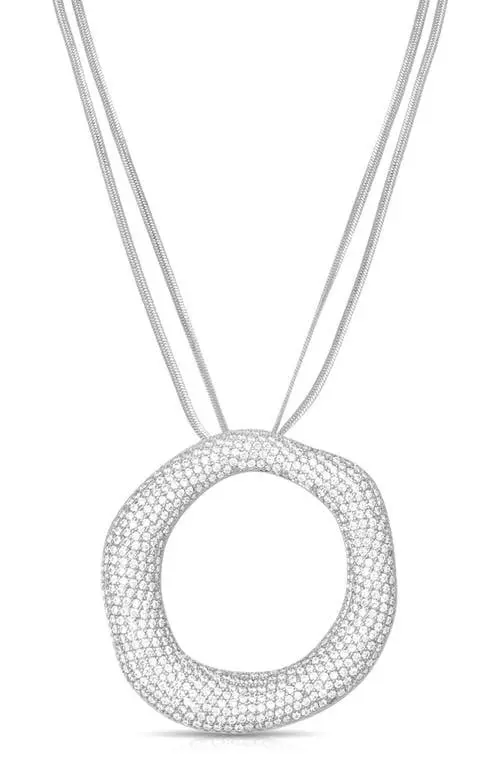 Ettika Pavé Cubic Zirconia Open Circle Pendant Necklace - Silver