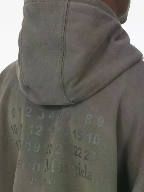 MAISON MARGIELA Hooded Numbers-motif Jacket - Brown