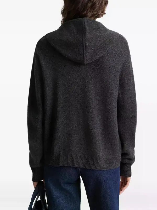 Sporty & Rich Embroidered Zip Hoodie - Grey