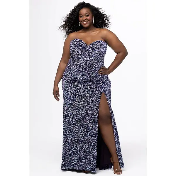 SYDNEY'S CLOSET Sequin Velvet Fitted Gown
