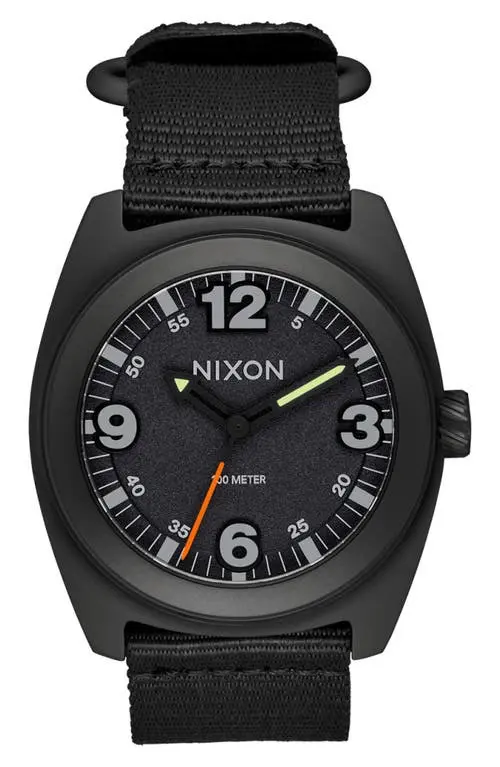 Nixon Clutch Webbing Strap Watch - All Matte Black/black