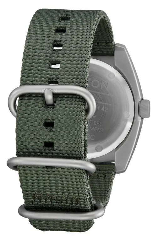 Nixon Clutch Webbing Strap Watch - Matte Silver/thyme