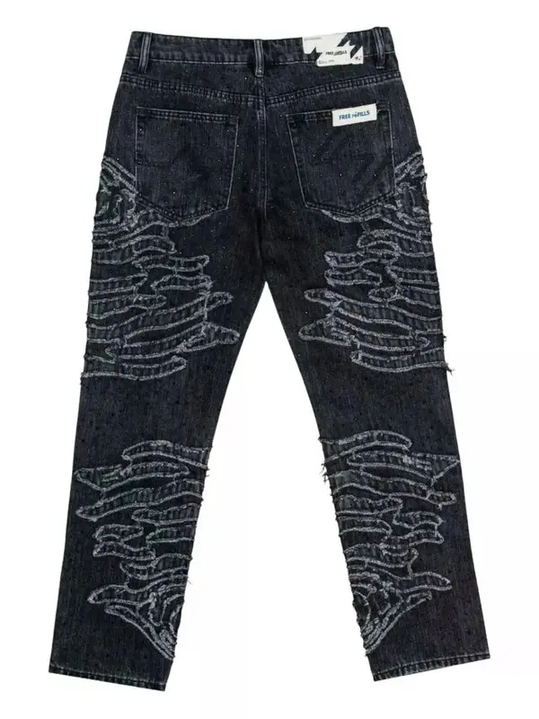 FREE REFILLS Zebra-pattern Embellished Jeans - Black