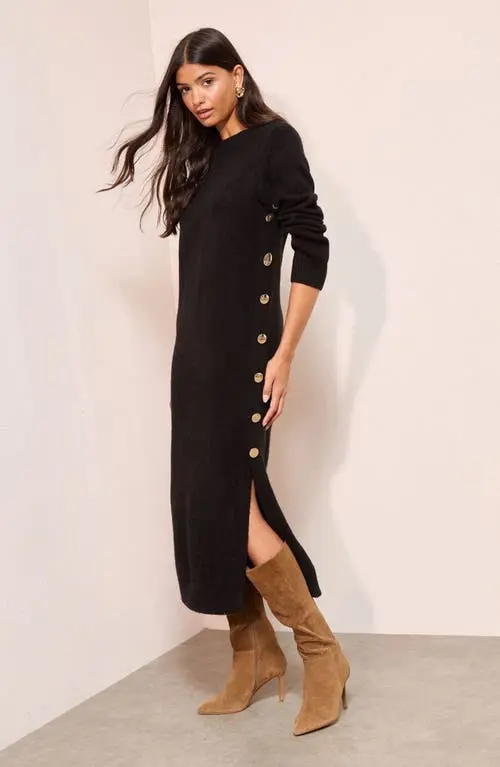 FRIENDS LIKE THESE Side Button Long Sleeve Sweater Dress