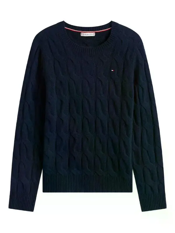 Tommy Hilfiger Cable Knit Crew Neck Sweater - Blue
