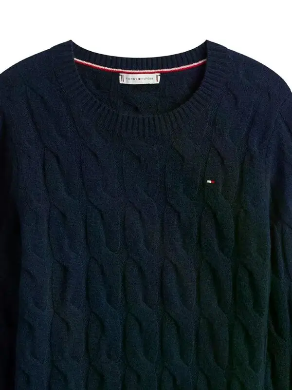 Tommy Hilfiger Cable Knit Crew Neck Sweater - Blue