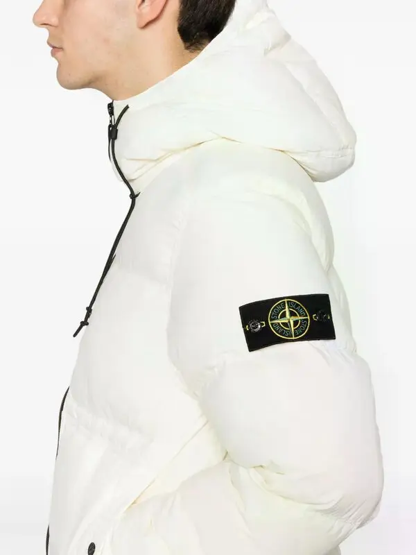 Stone Island Hooded Zip-up Jacket - White