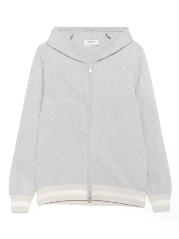 GRAN SASSO Hooded Tracksuit With Striped Trim - Grey
