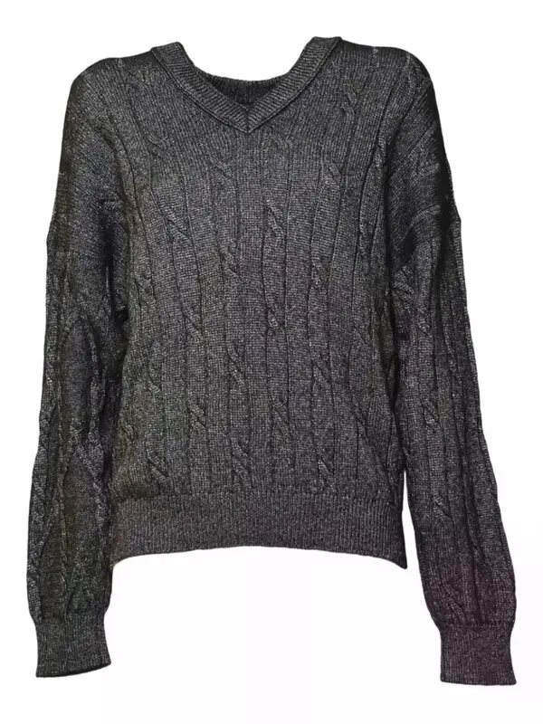 SOLOTRE Cable-knit V-neck Sweater