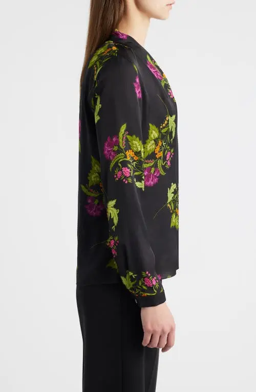 Kobi Halperin Palm Print Stretch Silk Top