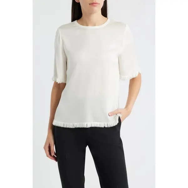 Kobi Halperin Sequin Trim Silk Top - Ivory