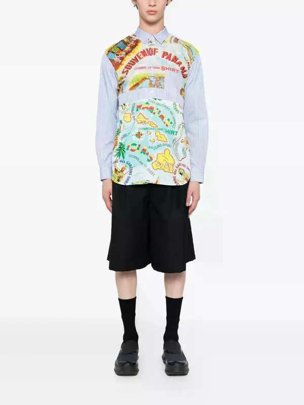 Comme Des Garçons Colour-block Striped Shirt - Blue