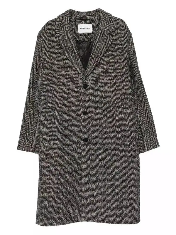 AMARANTO Herringbone Button Coat