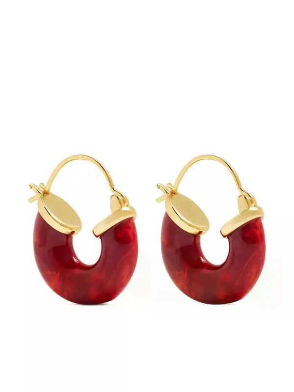 Anni Lu Gold Hoop Resin Earrings - Red