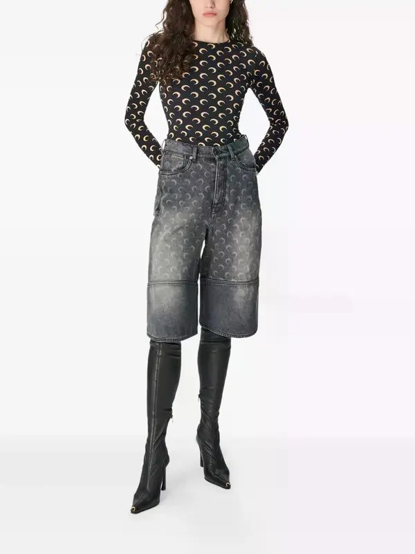 MARINE SERRE Moon Print Denim Shorts
