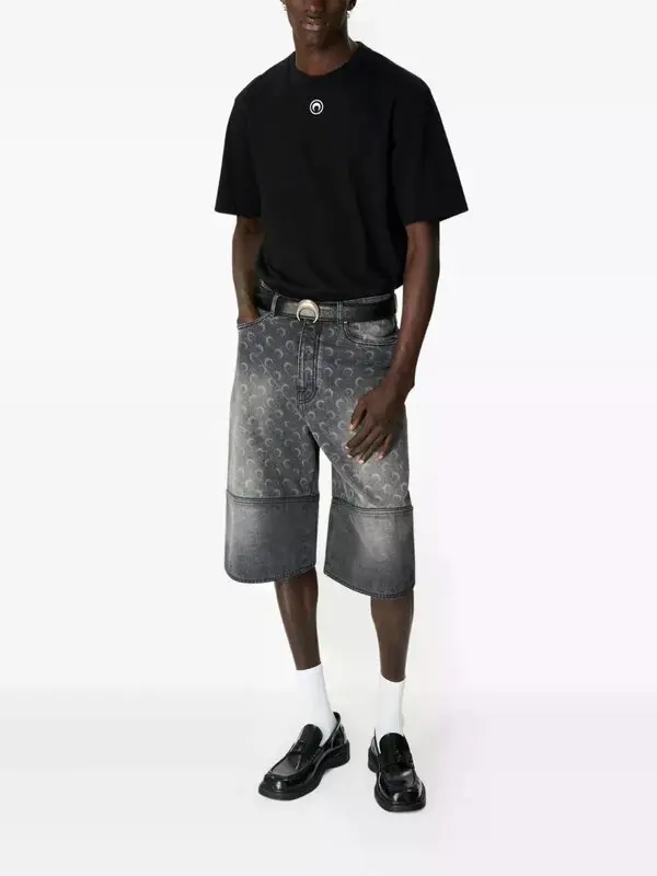 MARINE SERRE Moon Print Denim Shorts