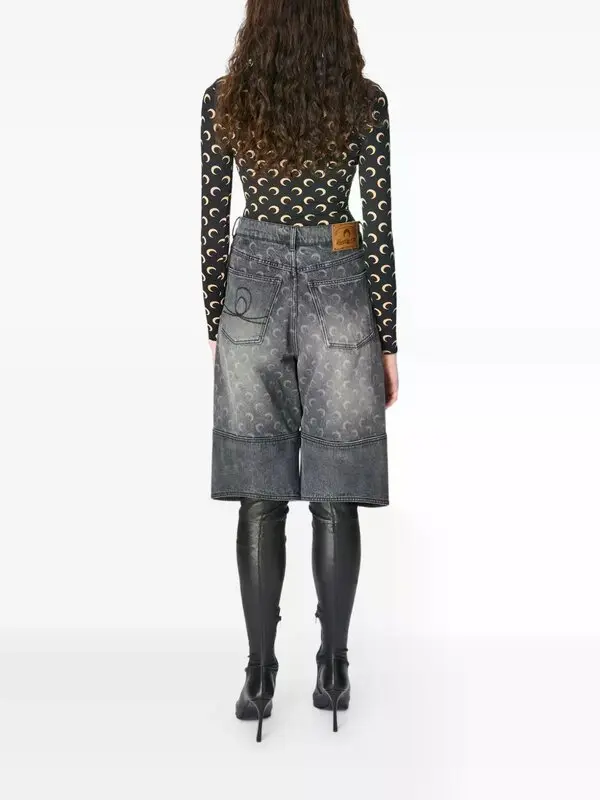 MARINE SERRE Moon Print Denim Shorts
