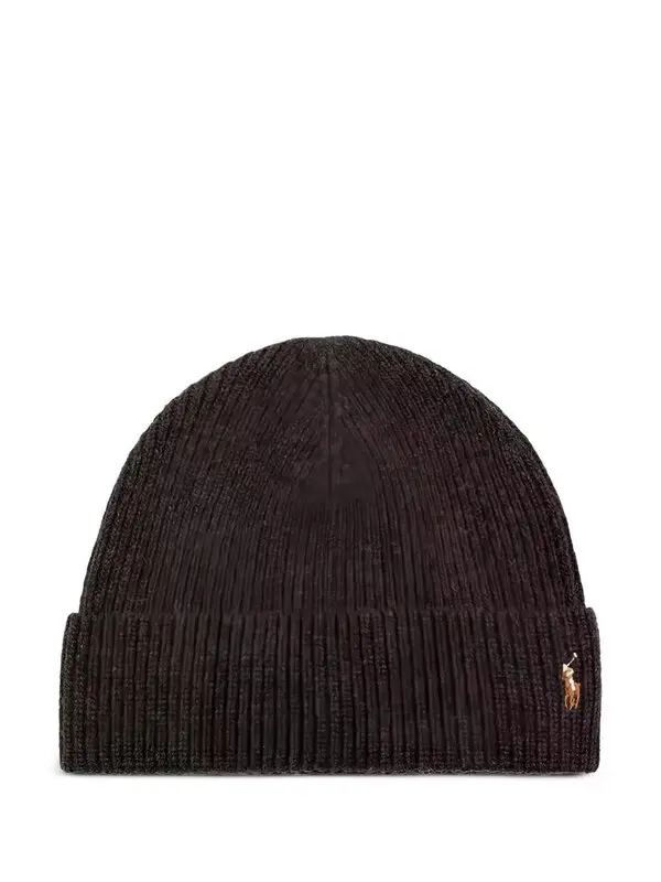 Ralph Lauren Pony Motif Cuff Beanie - Brown
