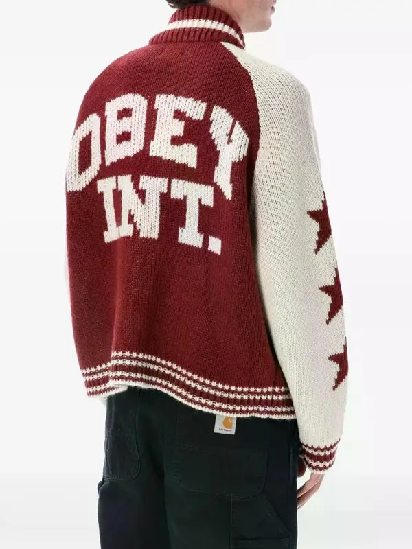 Obey Knitted Zip-up Cardigan