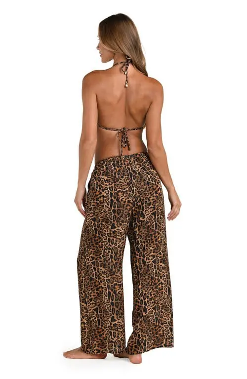 L'Agence Geraldine Leopard Wide Leg Cover-up Pants