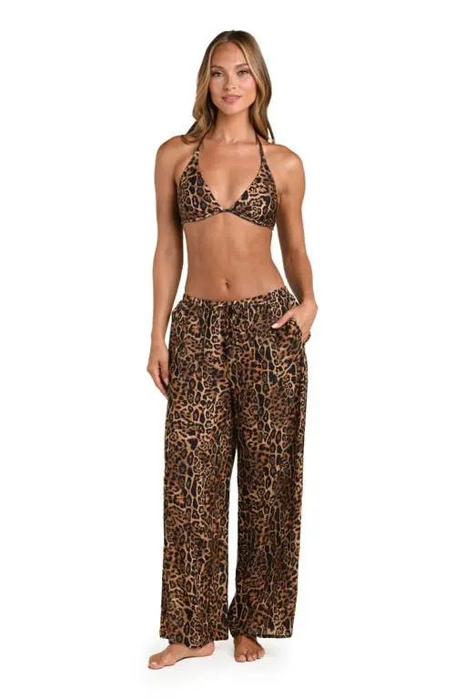 L'Agence Geraldine Leopard Wide Leg Cover-up Pants