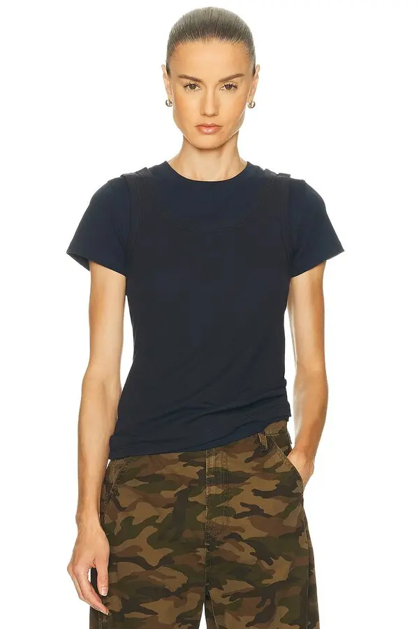 GRLFRND Layered Short Sleeve Tee - Navy