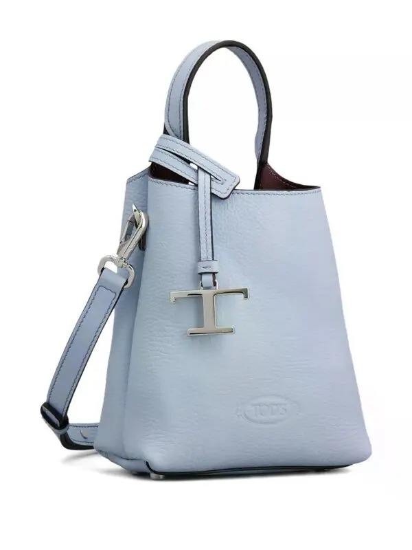 TOD'S T-logo Leather Bucket Bag - Blue