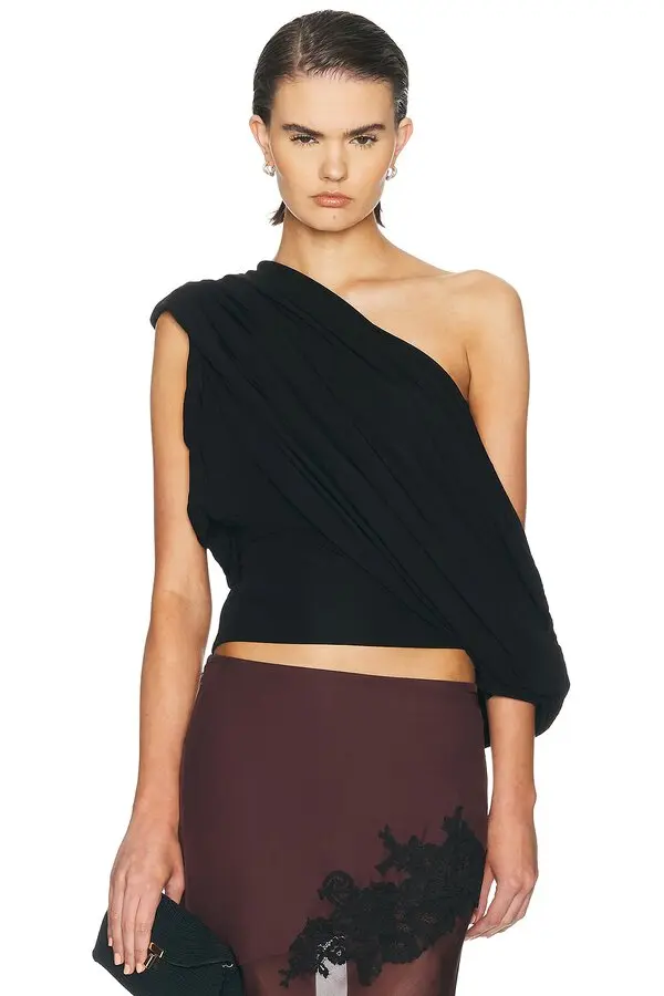 Christopher Esber Aiba Draped Jersey Tee - Black