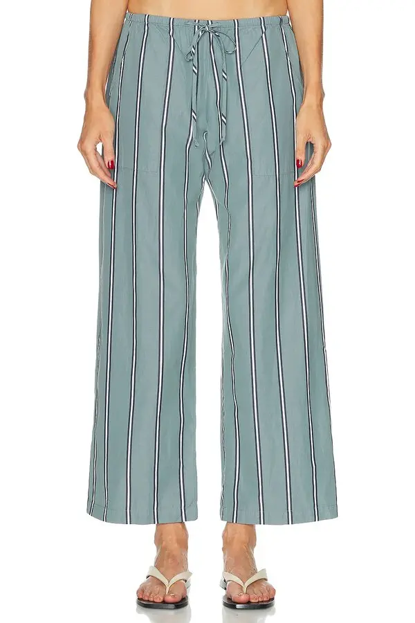Donni. The Pop Striped Drawstring Pant - Sage