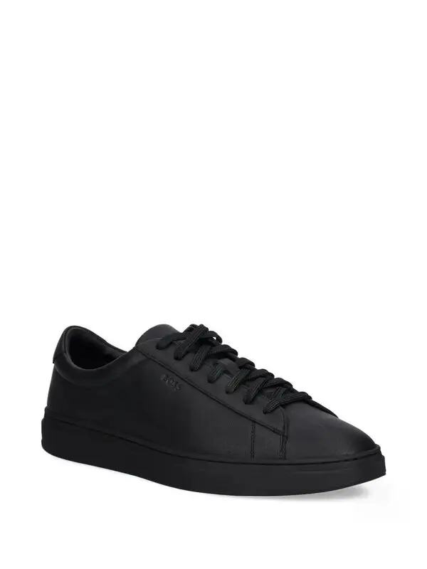 BOSS Leather Trainers With Rubber Sole - Black