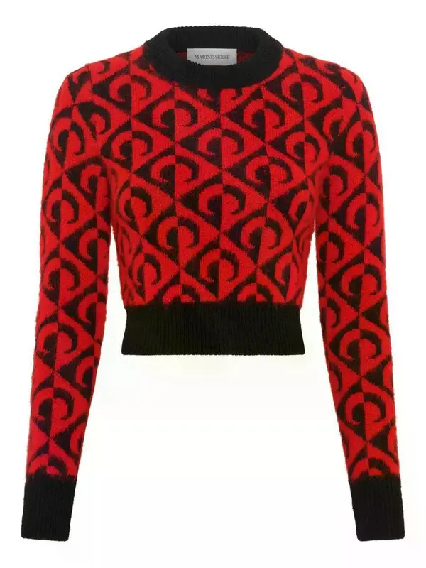 MARINE SERRE Moon Lozenge-knit Sweater
