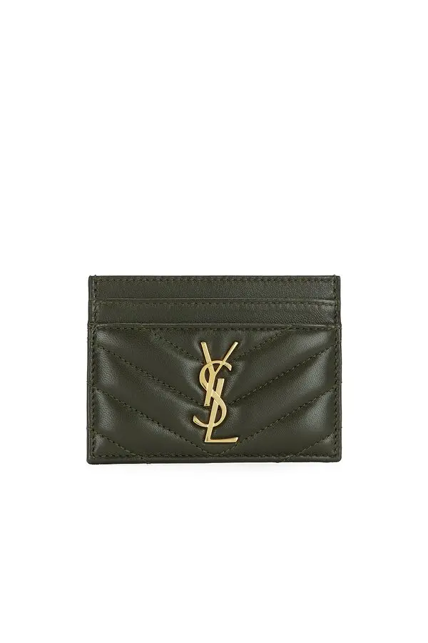 Saint Laurent Credit Card Case In Olive - Olive Wood