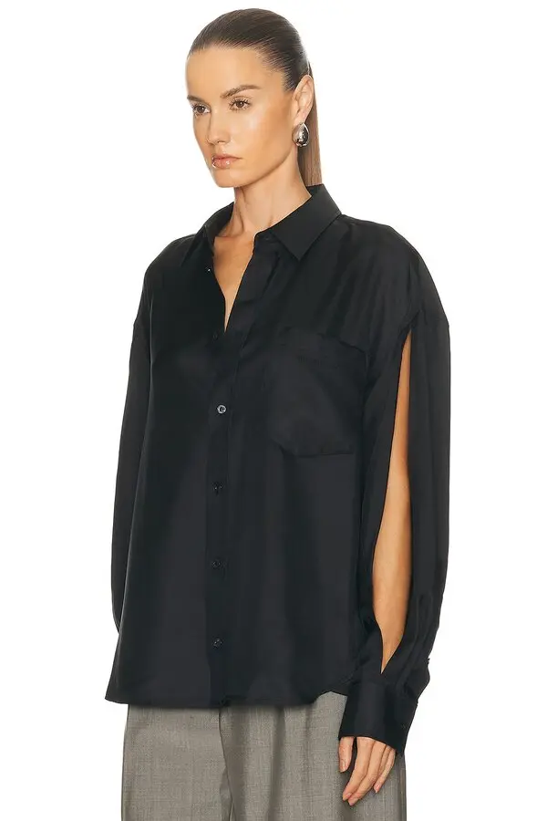 Alexander Wang Slashed Sleeve Button Up Shirt - Black