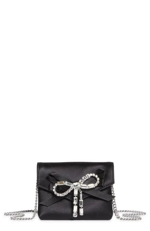 JIMMY CHOO Soft Card Holder With Bow Detail And Chain Strap - Black/silver