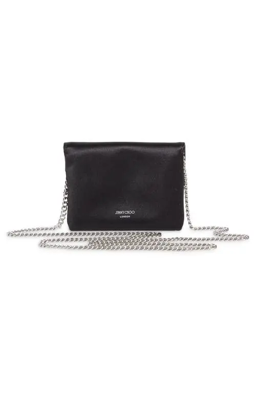 JIMMY CHOO Soft Card Holder With Bow Detail And Chain Strap - Black/silver