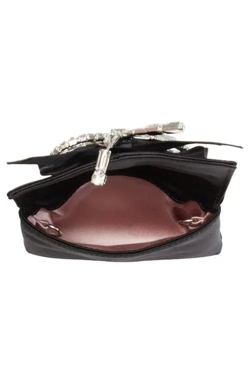 JIMMY CHOO Soft Card Holder With Bow Detail And Chain Strap - Black/silver