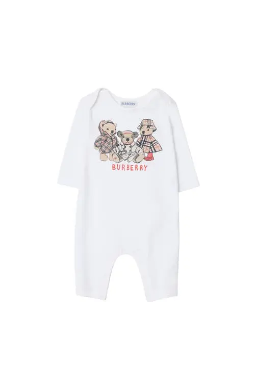 Burberry Thomas Bear Stretch Cotton Jumpsuit - White