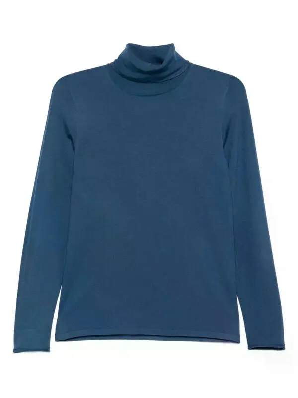 LE TRICOT PERUGIA Turtleneck Long-sleeved Sweater - Blue