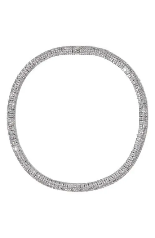 Nadri Crushed Pavé Dome Collar Necklace - Rhodium