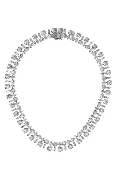 Nadri Stellar Bold Cubic Zirconia Collar Necklace - Rhodium