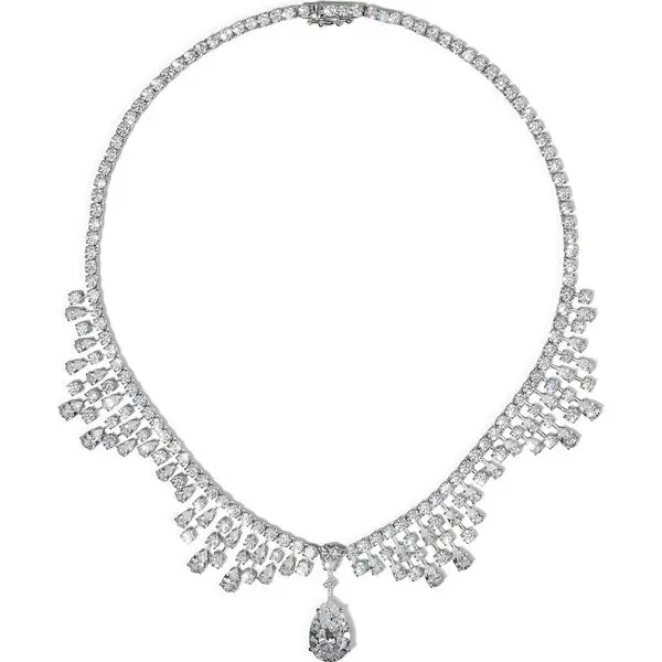 Nadri Hollywood Cubic Zirconia Statement Necklace - Rhodium