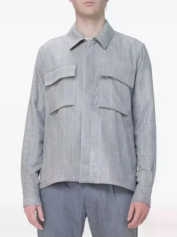 Eleventy Striped Pocket Shirt - Grey