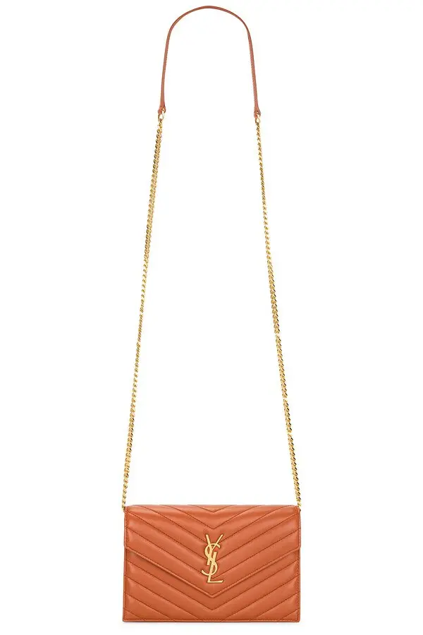 Saint Laurent Envelope Wallet On Chain Bag In Orange - Dark Mandarin