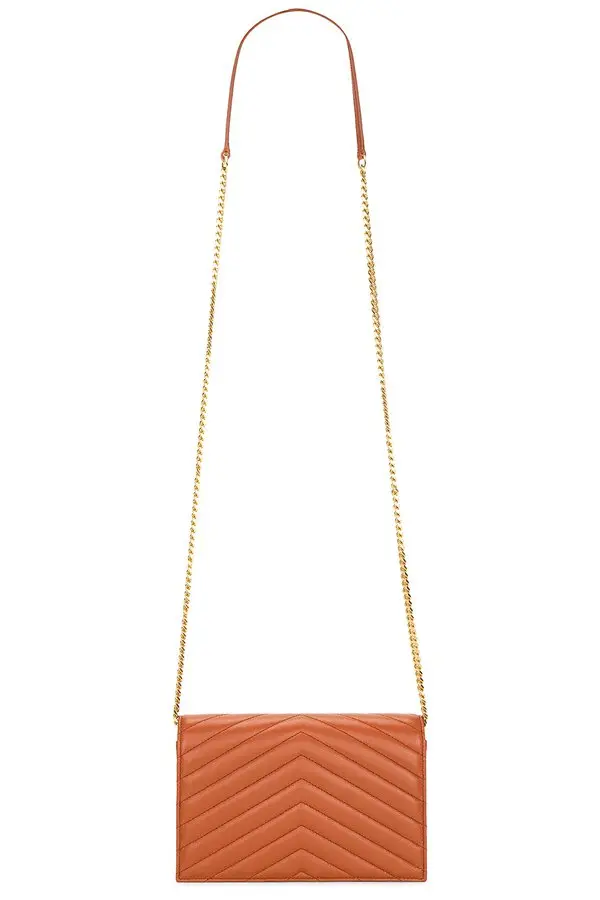 Saint Laurent Envelope Wallet On Chain Bag In Orange